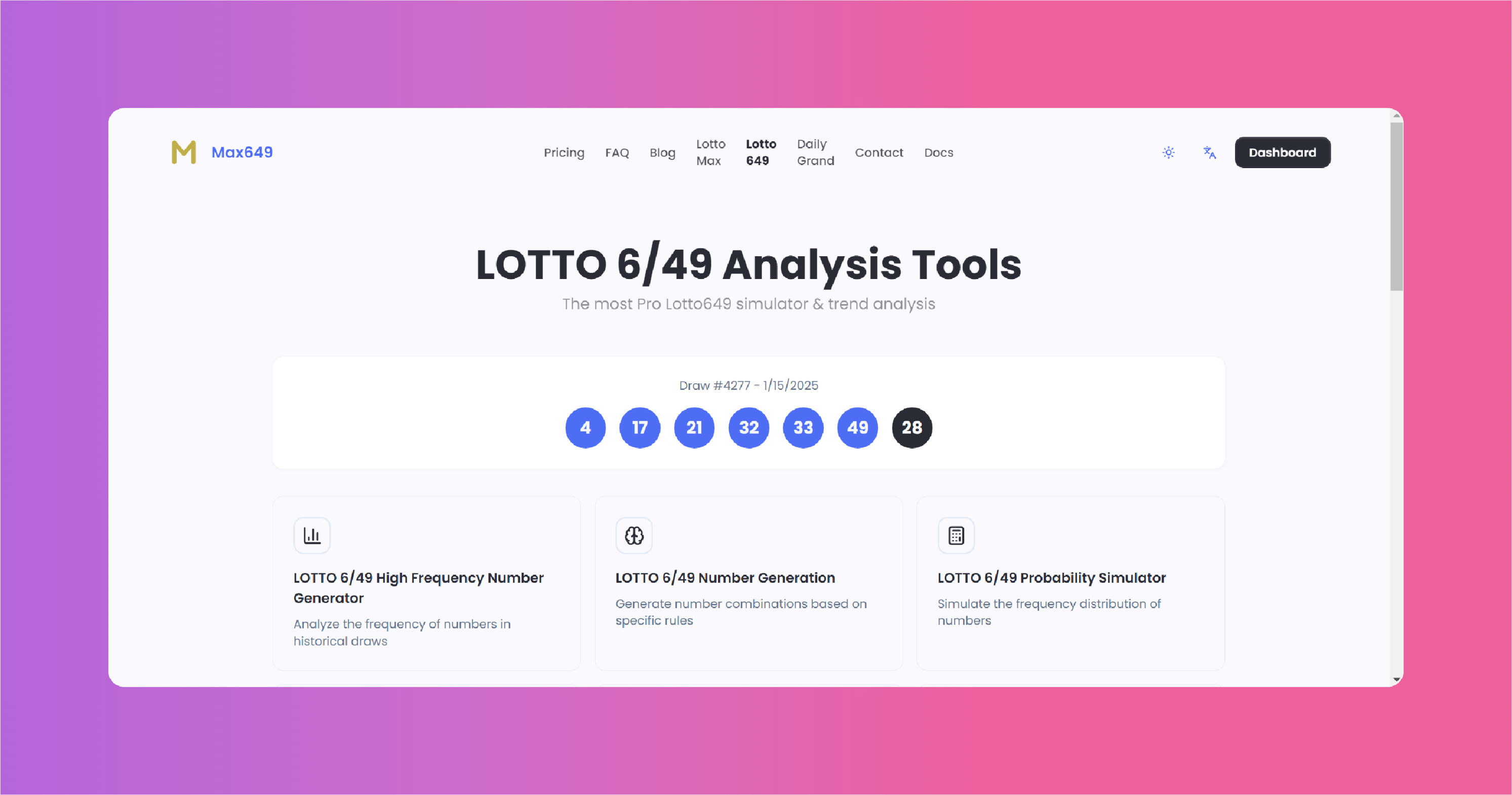 Lotto 6/49 Professional Analysis Tool Launched | Max649 - Canada Lottery Analytics and Generator